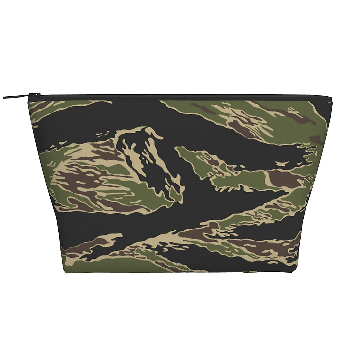 Lightweight Travel Portable Cosmetic Bag Compatible with Army Military Camouflage Vietnam Tiger Stripe Camo, Casual Toiletry Makeup Carrying Pouch Multifunction Coin Cash Storage Cases for Women