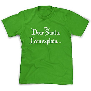 Dear Santa I Can Explain T Shirt Funny Christmas Holiday Stocking Stuffer Xmas (Green) - M