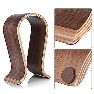 Jacksking Headset Hanger, U Shape Wood Headphones Stand Holder Hanger Wooden Headset Desk Display Shelf Rack, Headphones Stand