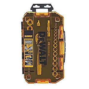 DEWALT Socket Set, 1/4-Inch & 3/8-Inch Drive, SAE/Metric, 34-Piece (DWMT73804)