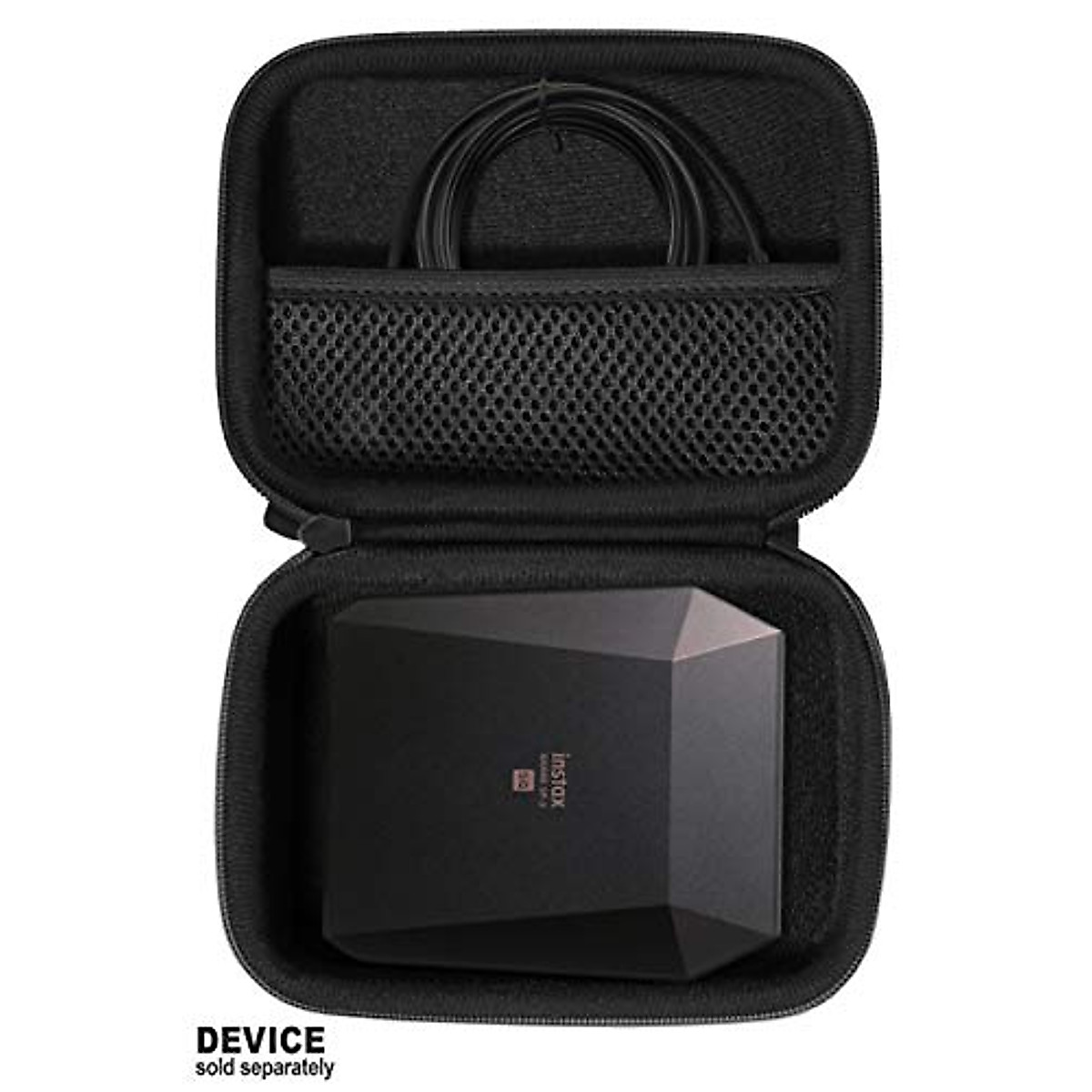 WGear Protective Case for Fujifilm Instax SP-3 Mobile Printer, Mesh Pocket for Cable and Printing Paper (Black)