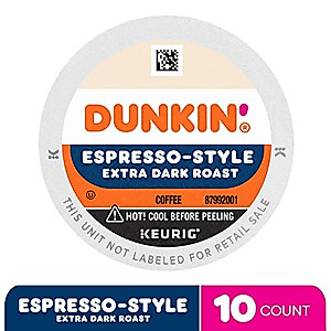 Dunkin’ Espresso-Style Extra Dark Roast, 10 Keurig K-Cup Pods