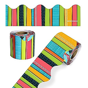 Carson Dellosa Colorful Stripes Bulletin Board Borders, 36 Feet of Scalloped Stripe Classroom Borders for Bulletin Board, White Board, Cork Board, Room Décor, and Classroom Décor