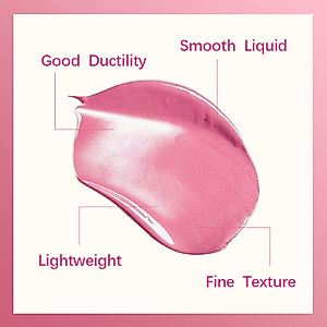 Erinde Liquid Cream Blush, Soft Dewy Face Blush, Natural Matte Finish Looking, Long-lasting Cheek Tint, Lightweight Blendable Feel, Moisturizing Face Blush for Cheek, Pink