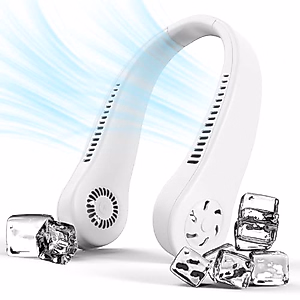 CindyLary White Portable Neck Fan, Personal Bladeless Wearable with Portable 360°Cooling Neck Fan，USB Rechargeable Mini Hanging Neck Fan for Outdoor Sports