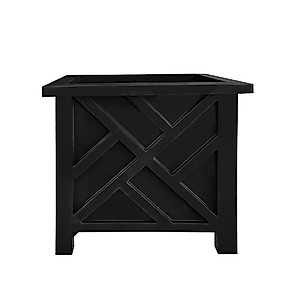 Trenton Gifts Chippendale Planters. Set of 2 .Black. Great for Outdoor Decor, Patio and Lawn Plant Holder