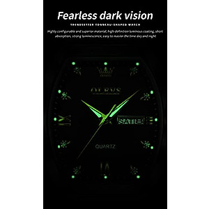 OLEVS Watch for Men Business Dress Diamond Analog Quartz Date Luxury Men Watches Black Casual Stainless Steel Waterproof Luminous Two Tone Man Wrist Watch Square