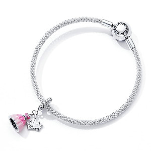 Dress & Crown Pendant Charm 925 Sterling Silver Charm Fits For Pandora Bracelet