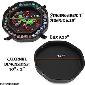 CASEMATIX Dice Tray and Dice Storage Case for Up to 115 RPG Dice - Dice Tray for Rolling with Magnetic Snaps, Embossed Dragon Design and Non-Scratch Interior for Random Rolls Dice Protection