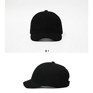 CLAPE Baseball Cap Short Brim Cotton Twill Cap Trucker/Baseball Style Cap Black