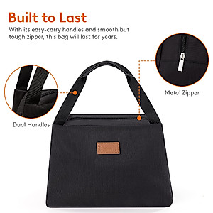 Lifewit Lunch Bag for Women Men, Insulated Lunch Box, Reusable Lunch Tote for Meal Prep, Work, School, Travel, Black