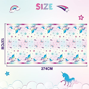 WERNNSAI Unicorn Party Tablecloth - 2 Pack Rainbow Unicorn Party Decorations 108'' x 54'' Disposable Table Cover Plastic Table Cloths for Girls Birthday Baby Shower Unicorn Themed Party Supplies