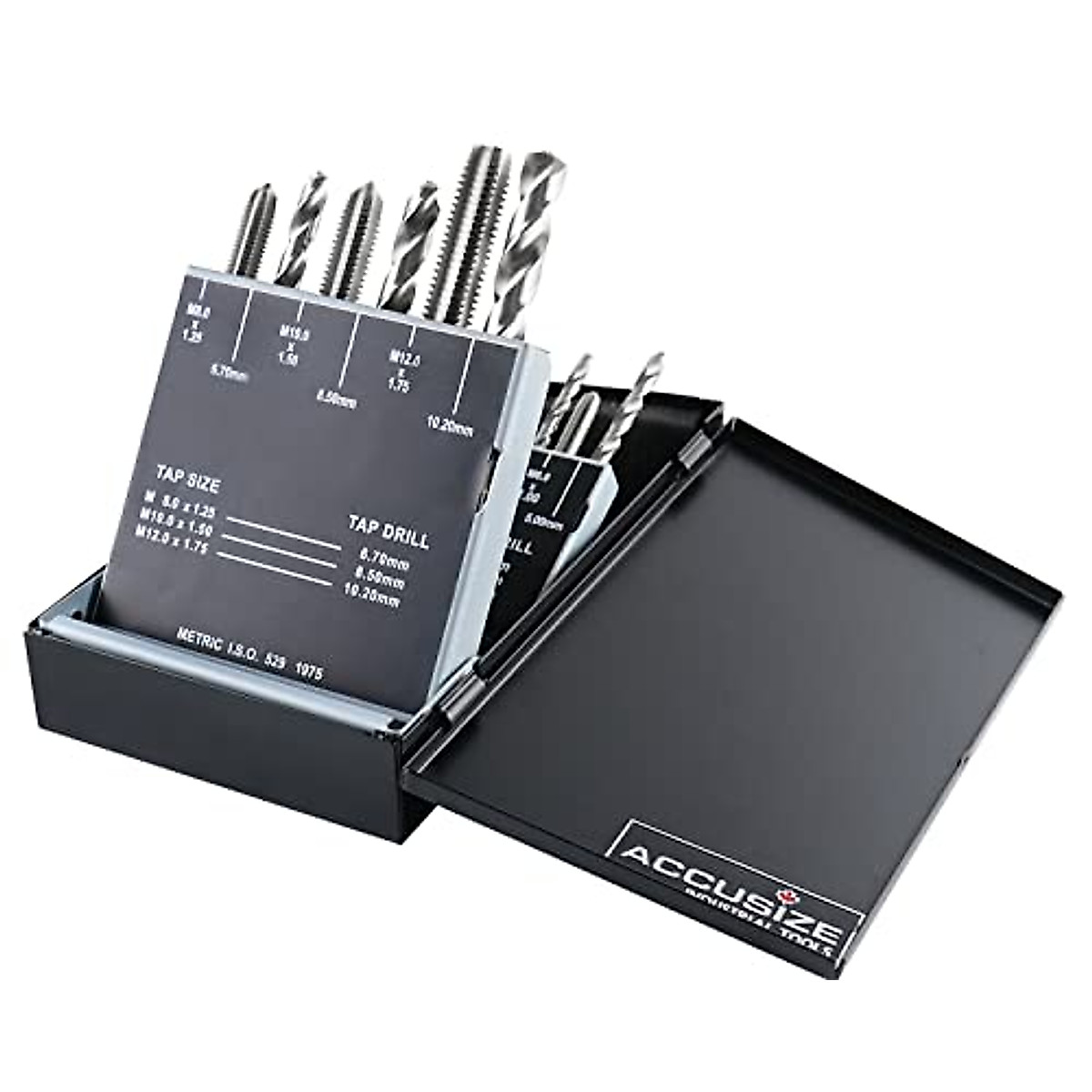 Accusize Industrial Tools 18 Pc Hss Tap and Drill Set, Metric, 0001-0052