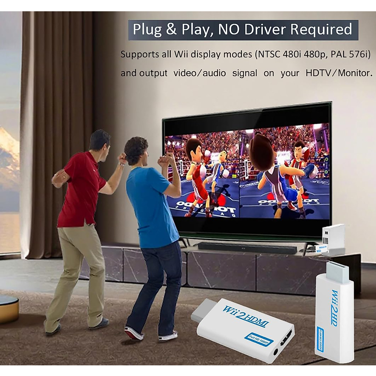 sartyee Wii to HDMI Converter, Wii2 to HDMI for HD Video Audio Output with 3.5mm Audio Jack, Supports All Wii Display Modes 1080P 720P, Wii, Wii U, HDTV, Monitor, NTSC