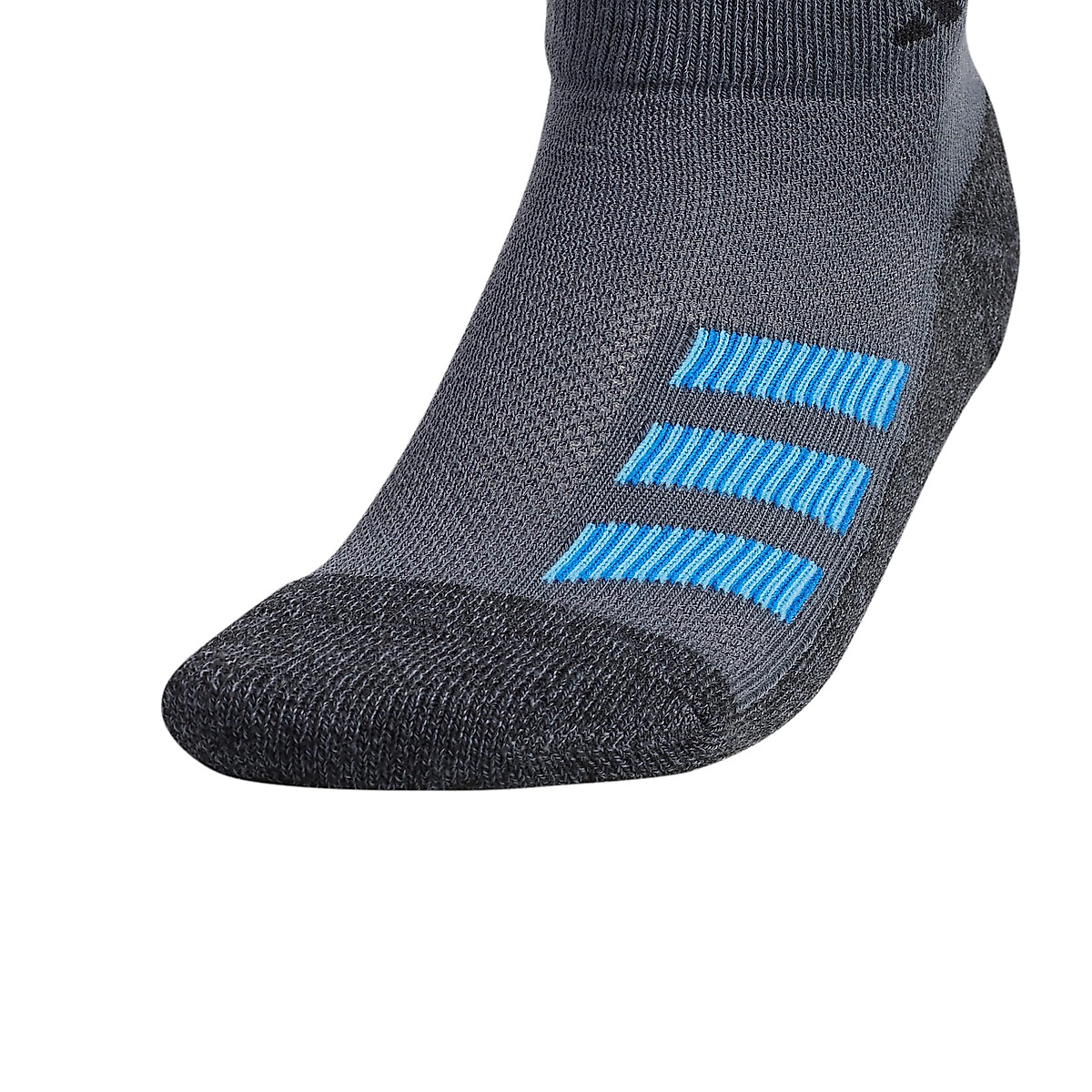 adidas Kids-Boy's/Girl's Cushioned Angle Stripe Low Cut Socks (6-Pair), Onix Grey/Pulse Blue/Vivid Red, Large
