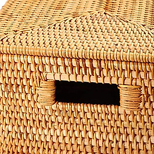WSZJJ Laundry Basket Rattan Woven Storage Basket Handmade Large Capacity Portable Clothing Storage Box Household,36X26X24cm