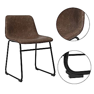 SONGMICS Dining Chairs, Set of 2 Mid-Century Modern Kitchen Chairs with Backrest, Metal Legs, Comfortable Wide Seat, Synthetic Leather Cover, Load Capacity 264 lb, Retro Brown and Black ULDC091K01