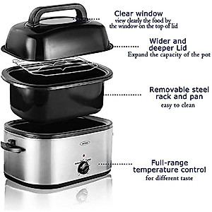 Sunvivi 24 Quart Electric Roaster with Removable Pan,Electric Turkey Roaster Oven with Visible & Self-Basting Lid,Large Roaster with Removable Pot and Cool-Touch Handles