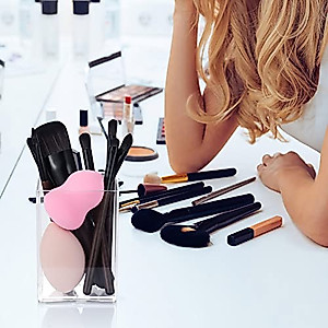 Qtip Holder Dispenser, Apothecary Jars with Lids, Acrylic Cotton Ball Holder - Q Tip Holder Apothecary Jars Clear Container Dispenser for Cotton Swab, Cotton Round Pads, Floss (2Pack Square Jars)