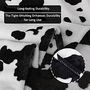Fleece Cow Print Blanket Black and White Bed Cow Throws Soft Couch Sofa Cozy Warm Small Blankets Plush Gift for Daughter Mom, Bedroom Decor 40x50 inch