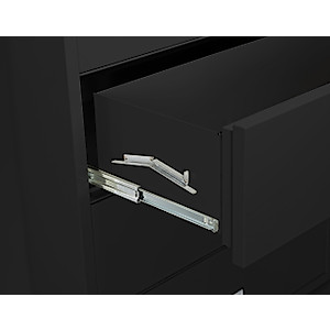 PHOENIX SAFE Lateral 38 inch 4-Drawer Fireproof File Cabinet with Key Lock, Water Seal, Black, LAT4W38B