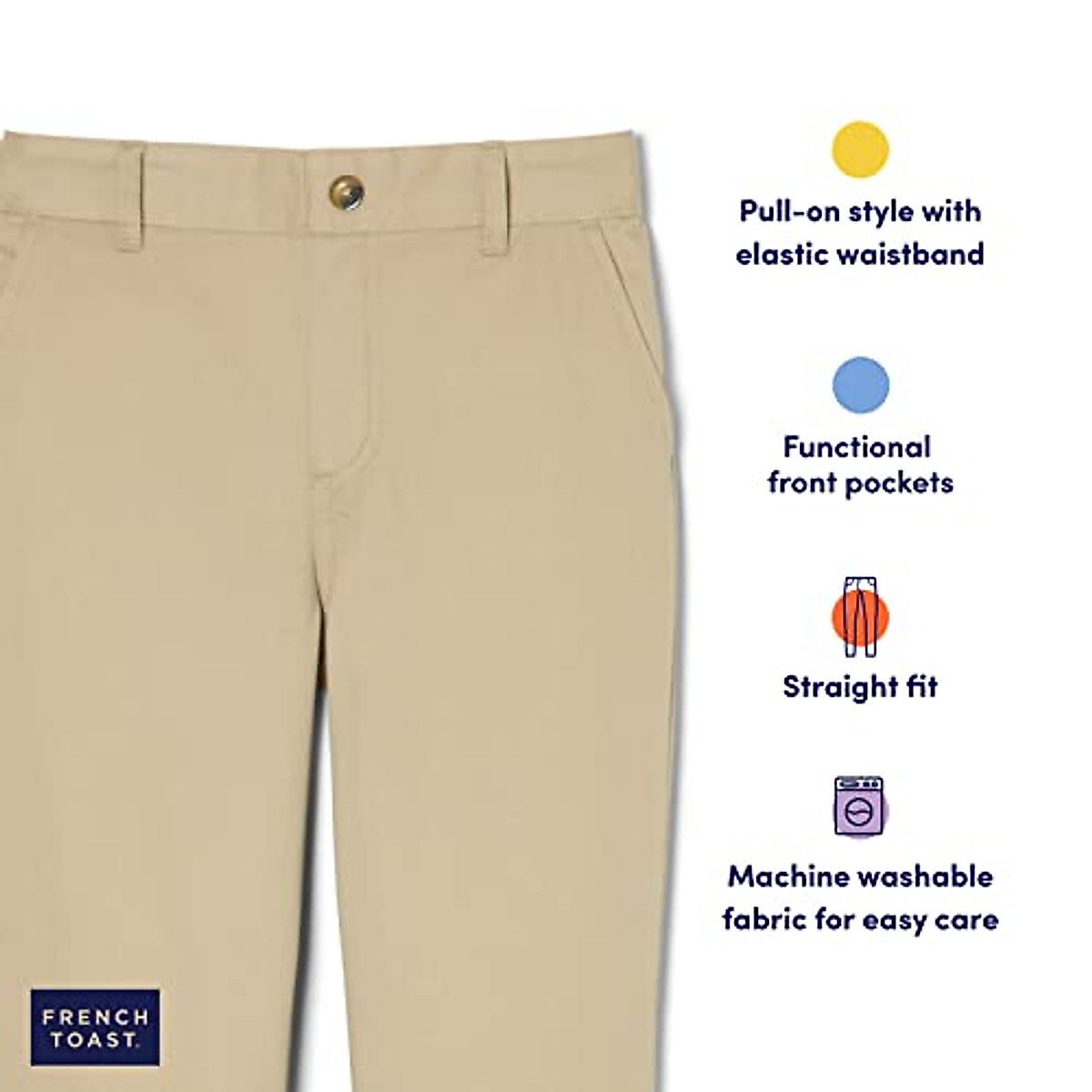 French Toast Girls' Pull-On Twill Pant (Standard & Plus), School Uniform Navy, 10