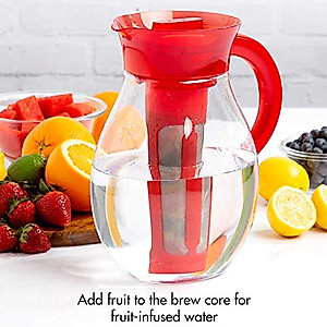 Primula The Big Iced Tea Maker Tritan Plastic Infusion Beverage Pitcher with Leak Proof, Airtight Lid, Fine Mesh Resuable Filter, Manufactured without PFOA, Dishwasher Safe, 1-Gallon, Red