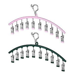 Drying Drip Hanger, 2Pcs Space Saving Sock Hangers Stainless Steel Sock Dryer Laundry Drying Rack Clothes Hanger Anti-skidding Legging Hangers Durable Sock Peg Hanger for Underwear Socks Pink