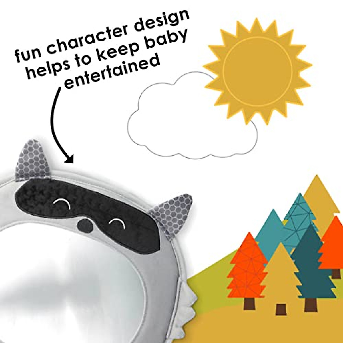 Diono Easy View Racoon Character Baby Car Mirror, Safety Car Seat Mirror for Rear Facing Infant, Fully Adjustable, Wide Crystal Clear View, Shatterproof, Crash Tested