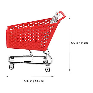 DOITOOL Miniature Grocery Cart Mini Supermarket Handcart 5.39x 5.5 in Mini Shopping Cart Shopping Utility Cart Shopping Grocery Cart Mode Storage Toy Desk Organizers Mini Shopping Cart (Random Color)