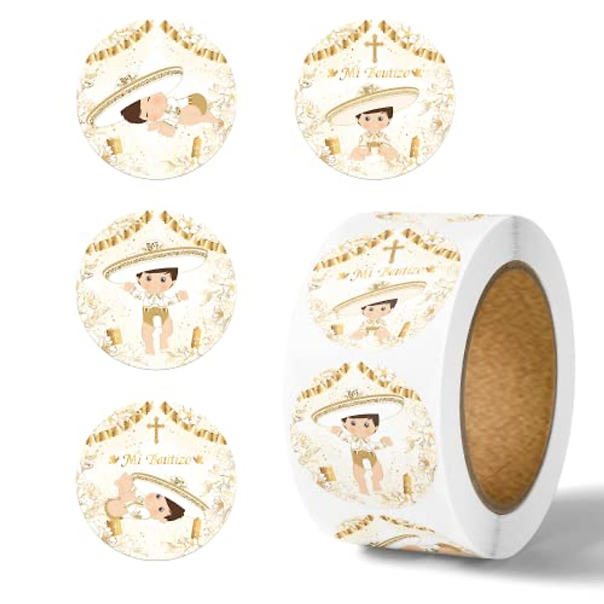 500Pcs Mi Bautizo Decor-Mi Bautizo Stickers Roll Thank You Label Stickers for Boy God Bless,Baptism Party Decoration Christening Supplies Gift Bags Box Envelope Seal Sticker