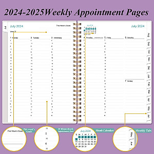 2024-2025 Appointment Book & Planner - A5 2024-25 Daily Hourly Planner from July 2024 - June 2025, Weekly Appointment Book with 30-Minute Interval, Medium 6.4" x 8.5", Purple