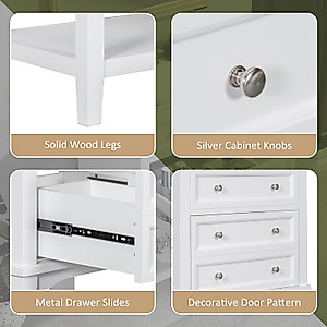 24" Bathroom Vanity Without Sink, Freestanding Bathroom Vanity Base Cabinet Solid Wood Bathroom Storage Cabinet with Drawer and Open Shelf for Small Space, White