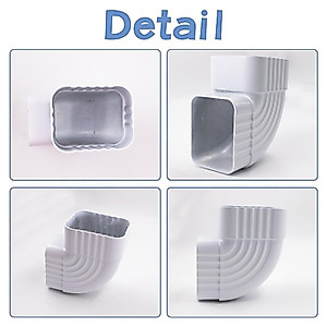 2 x 3 inches Downspout Gutter Rainwater Pipe Diverter 90 Degree Aluminum Downspouts Adapter B Elbow Corner Reusable Water Pipes Fitting Connection for House Overboard System White (90 Degree B Style)