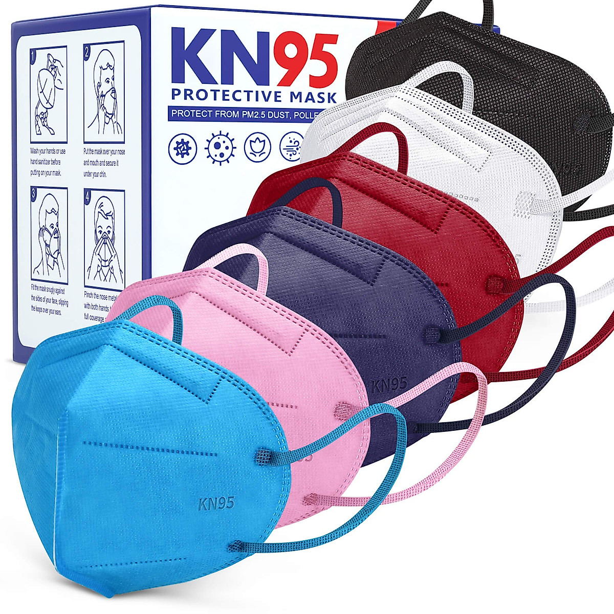 KN95 Face Mask 30PCS, Approved Individually Wrapped 5-Layers Face Mask for Adults Men Women, Colplay Comfortable Breathable Mascarillas KN95 Anti Dust Pollen, Efficiency Over 98.1%, 6-Color Pack