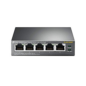 TP-Link 5 Port Gigabit PoE Switch | 4 Port PoE 56W | 802.3af Compliant | Shielded Ports | Traffic Optimization | Plug and Play | Sturdy Metal (TL-SG1005P) (Renewed)