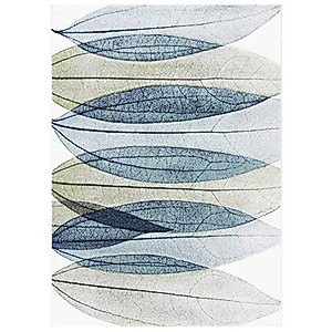 SAFAVIEH Hollywood Collection 9' x 12' Ivory/Blue HLW703A Mid-Century Modern Non-Shedding Living Room Bedroom Dining Home Office Area Rug