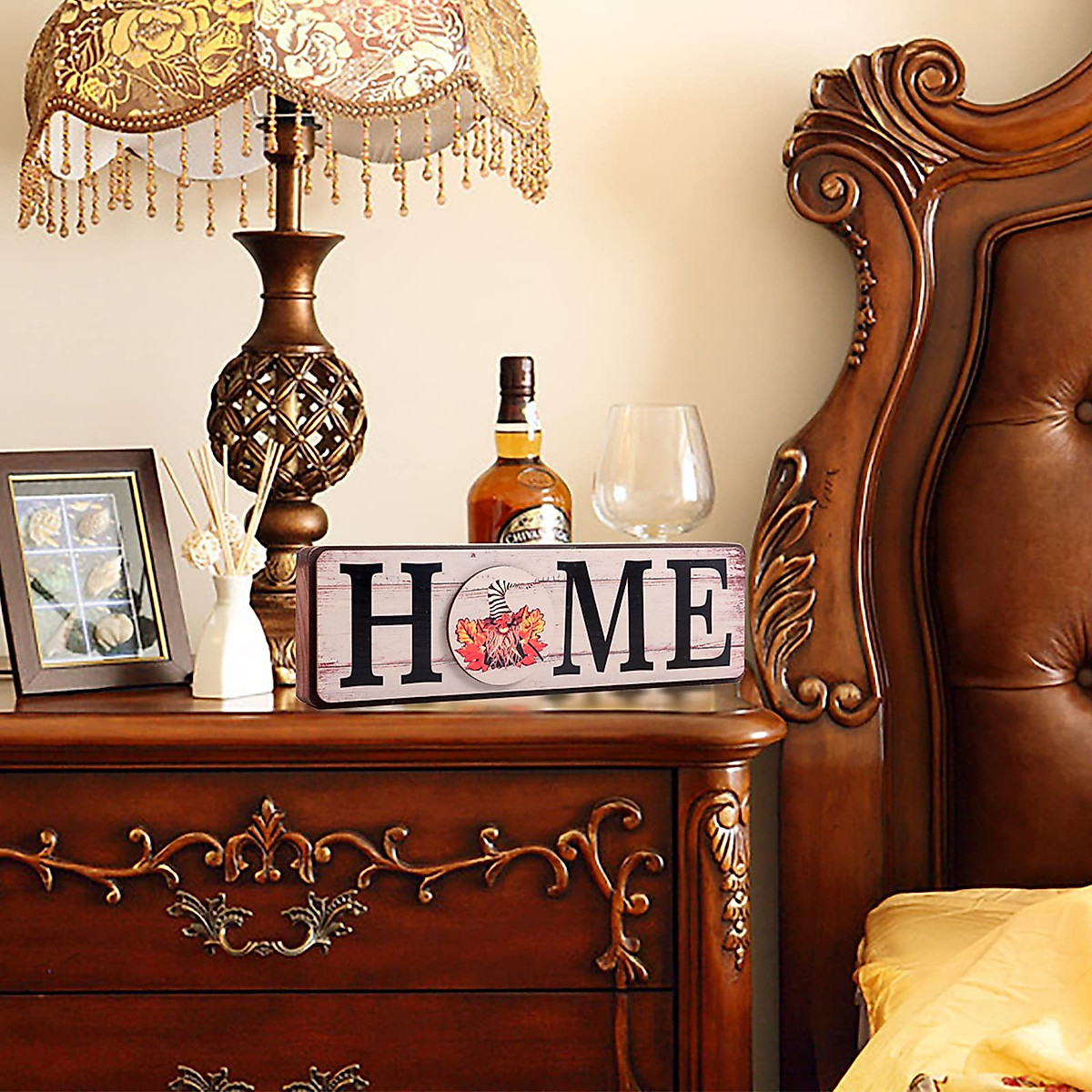 Baisnuo Home Gnome Signs Decor, interchangeable sign with 12 Pieces Holiday Wooden Table Top Shelf Decor for Front Porch Wall Outside Garden Indoor seasonal decorations