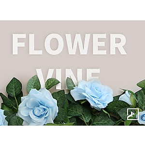 ZIFTY 5Pcs 32.5FT Blue Flower Garland Fake Flower Vines Faux Artificial Floral Garland Hanging Rose Ivy for Wedding Decortions Arch Garden Ceremony Background Outdoor Wall Decor