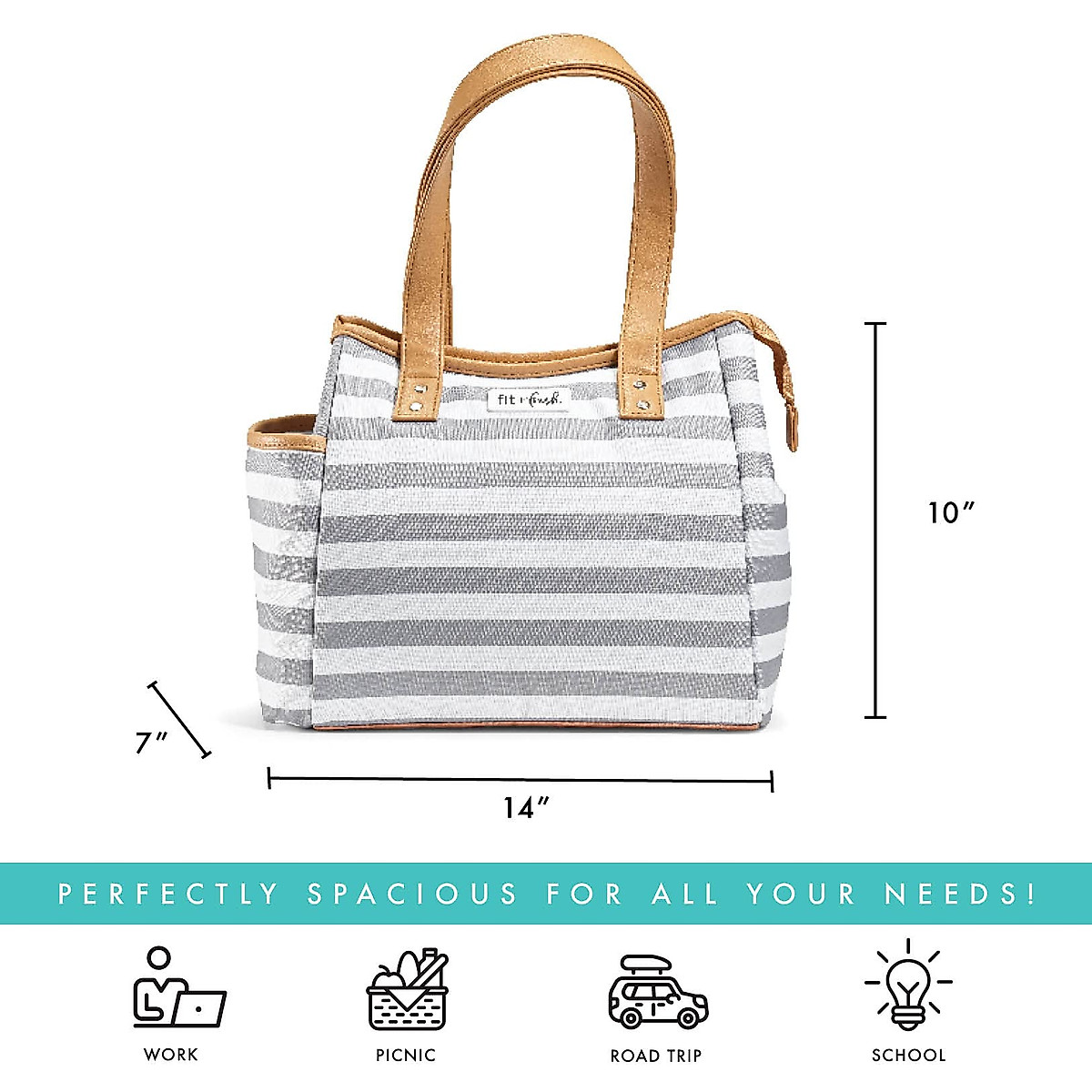 Fit+Fresh Westerly Adult Insulated Lunch Bag women love as Lunchbox, Lunch Tote - Cute Small Lunch Box For Women,men, lunch, Stripe