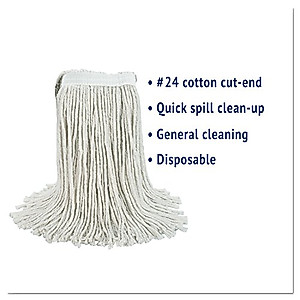 UNISAN Cut-End Wet Mop Head, Cotton, 24 Size, White (2024C)