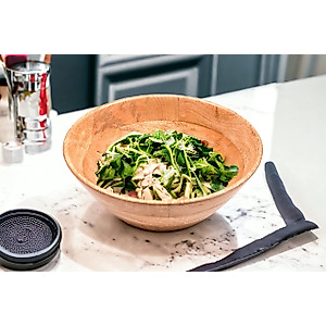 Alpha Living Home Wooden Bowl, Serving Bowl - Crafts Serve for Fruit's, Salads, Popcorn, Salad Spinner, Pasta, Soup, and Fruit - Bowls Looks Absolute Beautiful With Your Kitchen - 12 Inch Bowl