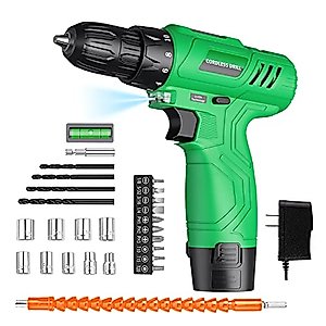 Tegatok Power Drill Cordless, 12V Cordless Drill with Battery and Charger, Electric Drill with Variable Speed and 18+1 Torque Setting, 25 Drill Bits for Drilling and Screwing