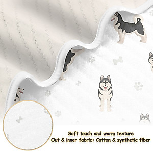 Ollabaky Malamute Dogs Baby Blanket for Boys Girls Cotton Throw Blanket Swaddle Blanket for Crib Stroller Nursery Receiving Blanket Infant Toddler Unisex 30"x40"