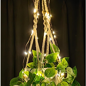 Fake Hanging Plants with Lights Artificial Plants for Home Decor Macrame Plant Hanger with Fake Vines Faux Hanging Planter for Wall Ceiling Bedroom Bathroom Kitchen Office Boho Decor Indoor