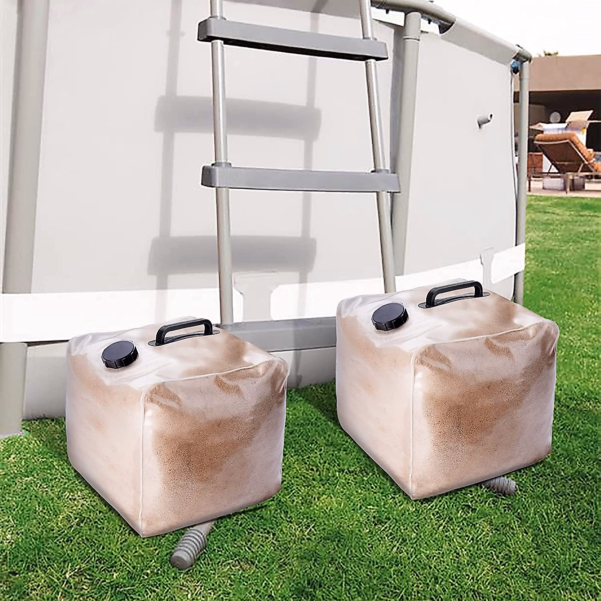 2Pcs Heavy Duty Pool Weight Plastic Sand Bags, Universal PVC Pool Steps Weights for Above Ground Pools, Fillable Swimming Pool Ladder Weights Anchor Bag Container for Pools Entry System