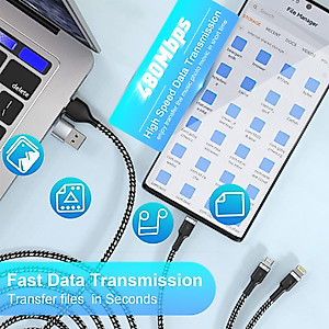 100W USB C Multi Fast Charging Cable, 6FT 6A USB C/A to Multi Charging Cable, 5 in 1 Braided Multi Charging Cable with Lightning/Type C/Micro USB Universal Sync Charger Adapter forPhone