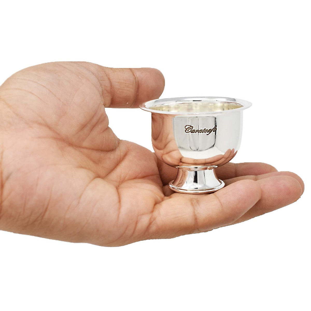 PRD CARATCAFE Small Size Pure Sterling Silver Shot Cup ( 30 ml / 1 Oz.), Kitchen Liquid Measuring 1oz, Puja item like kumkum, Diya in Precious Silver NT Weight 15 grams (REFER IMAGES FOR SIZE)