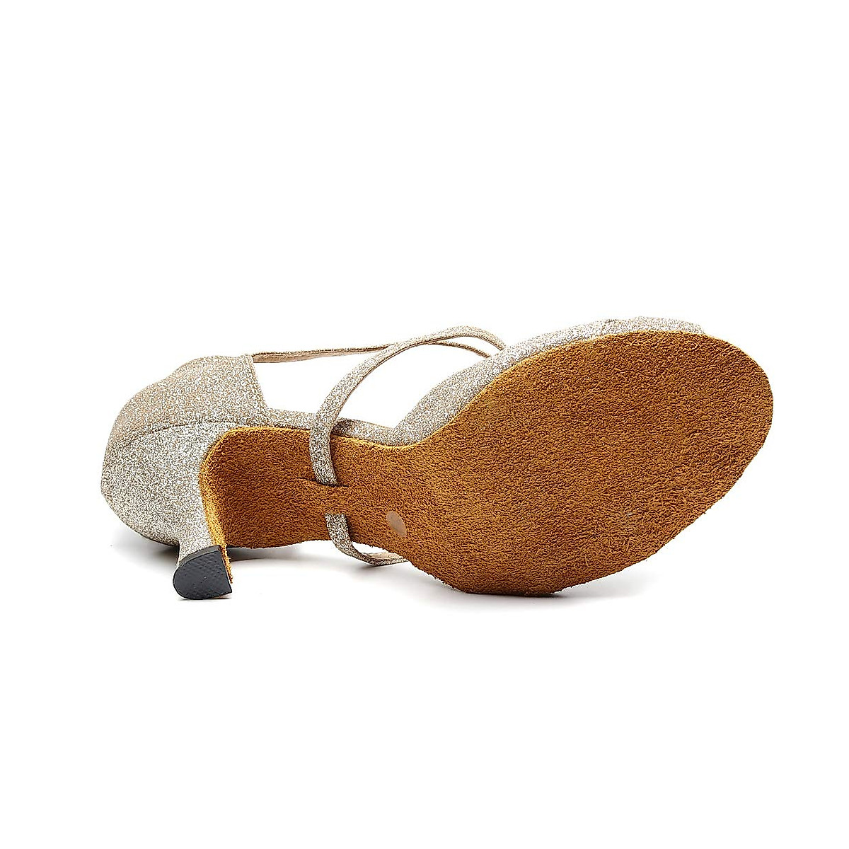 Goettin Women's Glitter Latin Ballroom Dance Shoes Cross-Band Dancing 3 inch Heels (US10) Light Gold