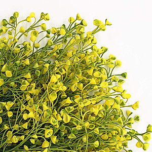 LOVENIMEN Artificial Plants, Plastic Shrubs Fake Simulation Bushes Wedding Outdoor Home Garden Verandah Parterre Office Table Centerpieces Arrangements Decoration DIY Planter Filler - Yellow 8 Pack